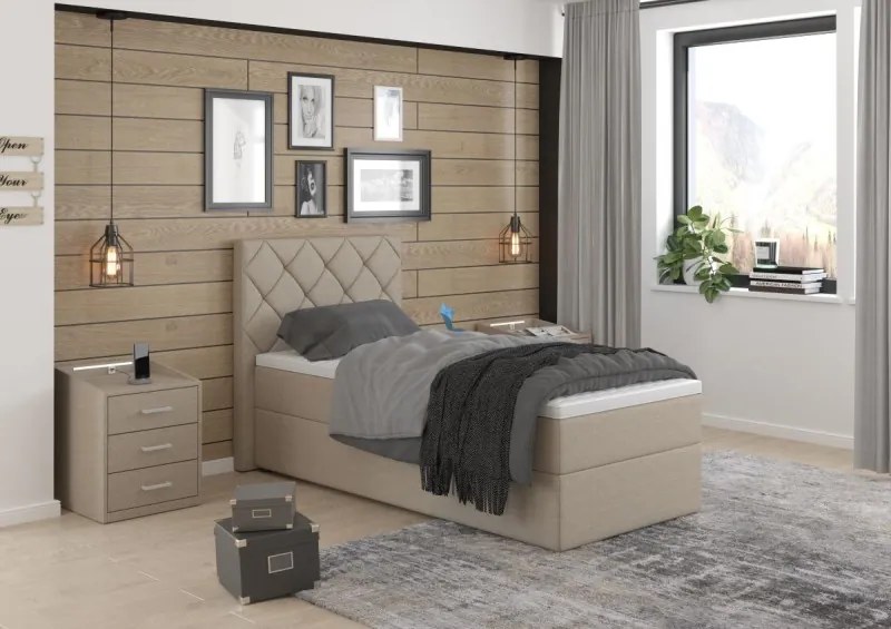 Kontinentální postel boxspring Praga 90x200 s úložným prostorem