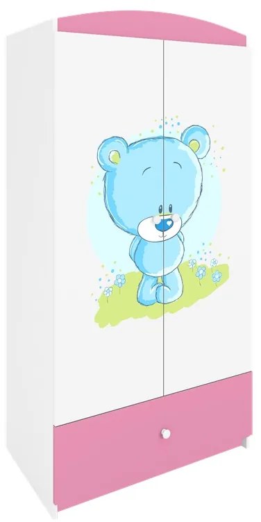 Dětská skříň Babydreams 90 cm méďa růžová