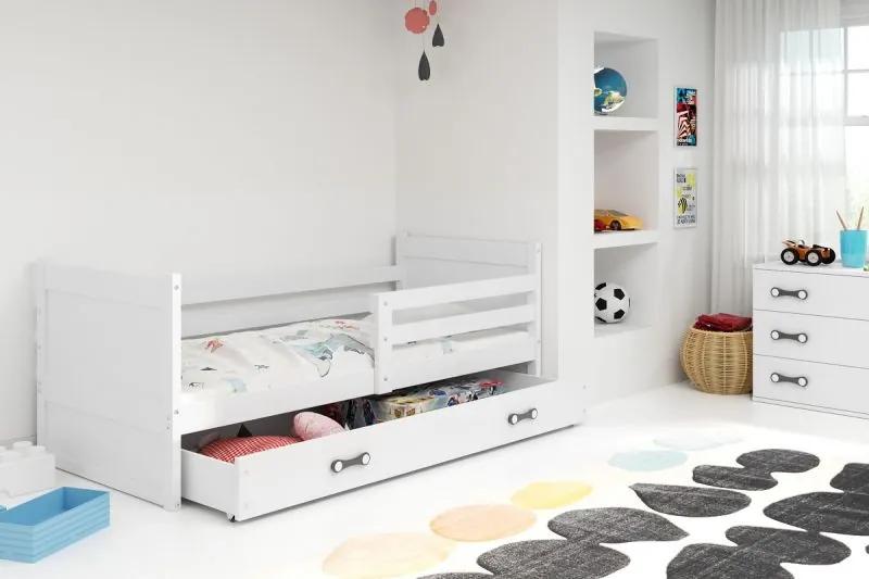 Dětská postel z masivu RICO se šuplíkem 190 cm - barva bílá