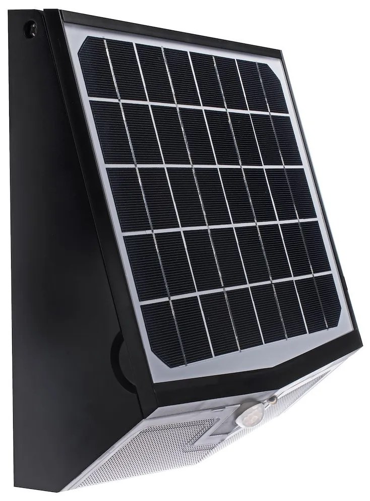 Exteriérové solární nástěnné LED svítidlo Solar, 1x LED 15w, černá, pohybový senzor, ovladač