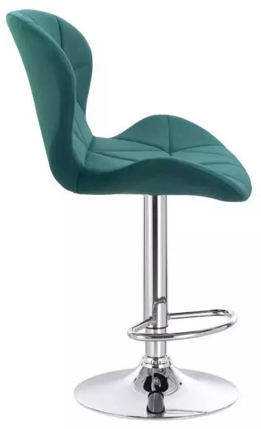 LuxuryForm DESIGN Barová židle LIVIO VELUR na stříbrné kulaté podstavě - zelená