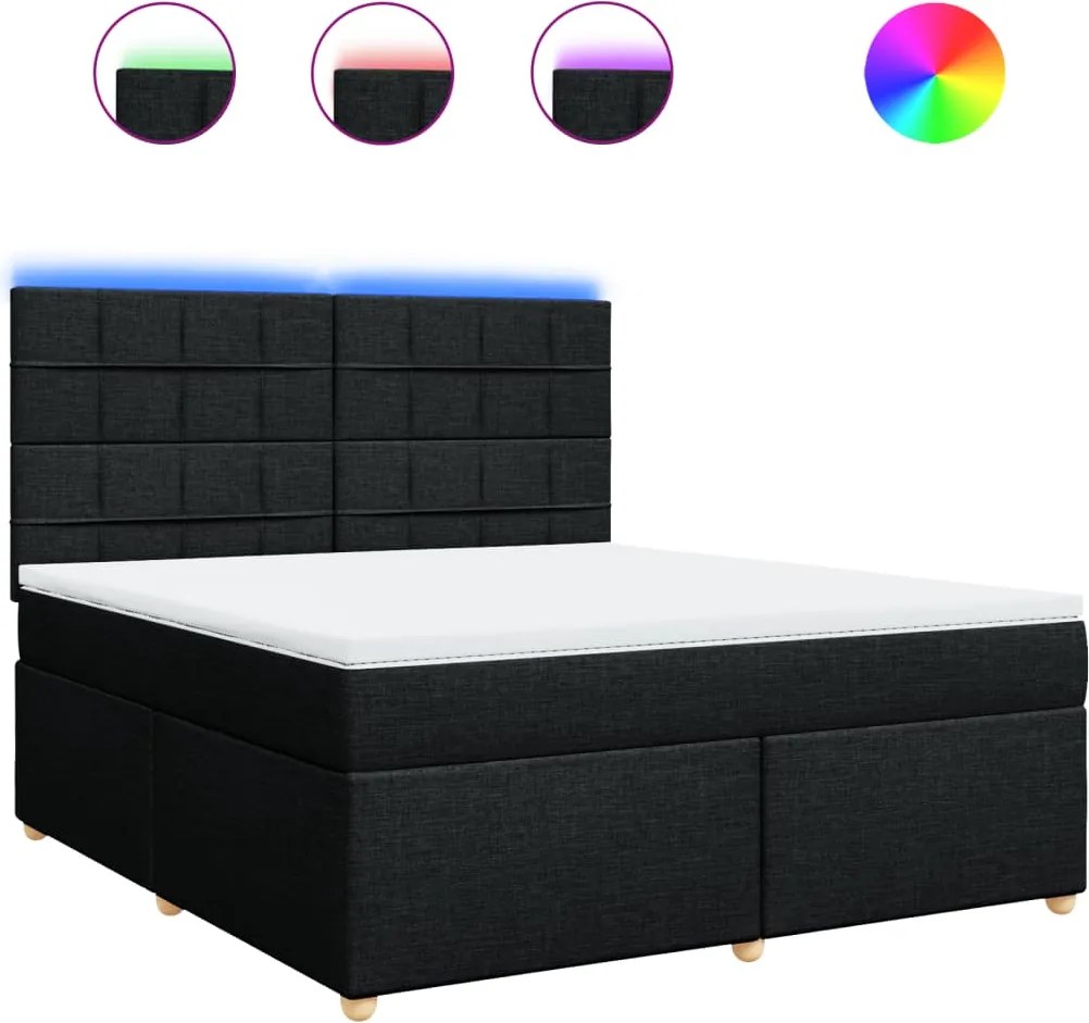 Box spring postel s matrací černá 180x200 cm textil 3293661
