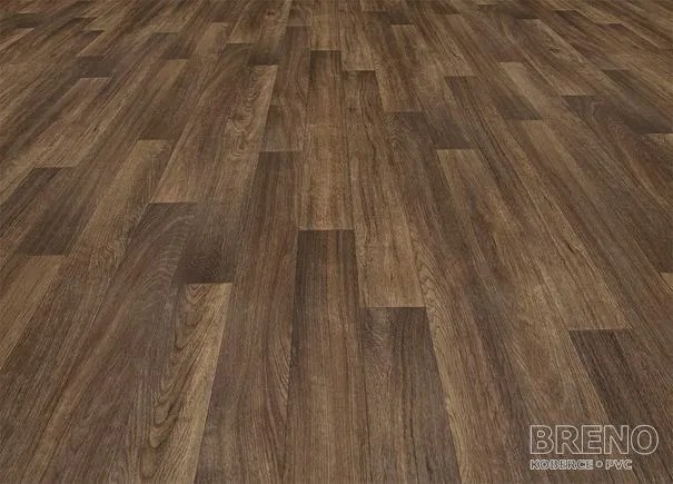 Breno PVC XTREME Natural Oak 369M – tmavě hnědé dřevo, šíře 400 cm