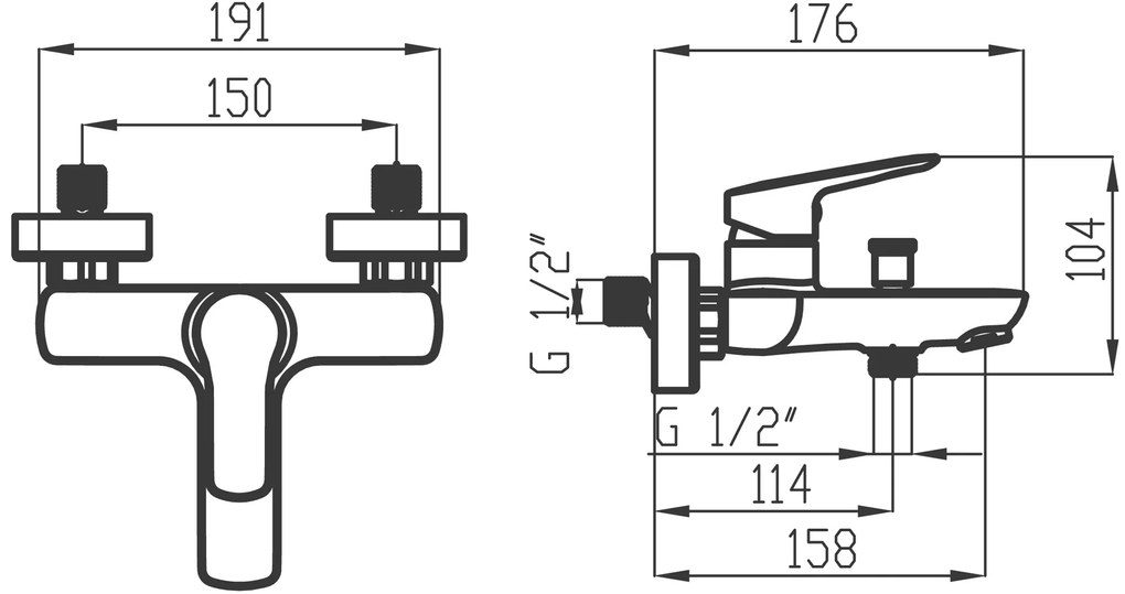 Novaservis Novaservis, Vanová baterie bez příslušenství 150 mm Metalia 54, chrom, 54020/1-0