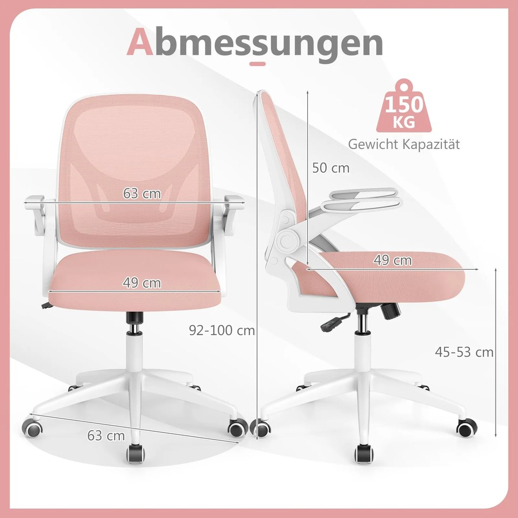 Costway Ergonomická kancelářská židle se sklopnými područkami a houpacím stolem