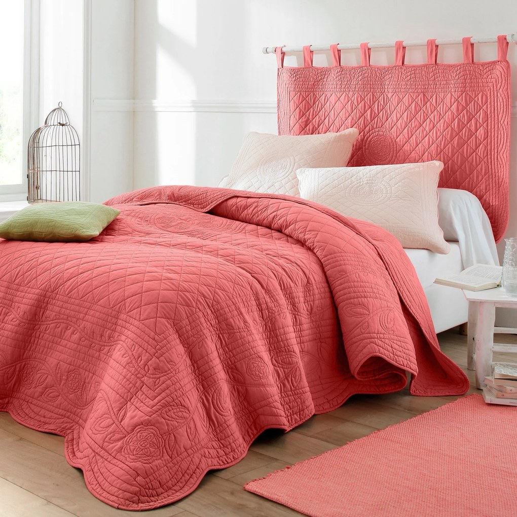 Blancheporte Přehoz na postel Cassandre růžová korálová 150x150cm