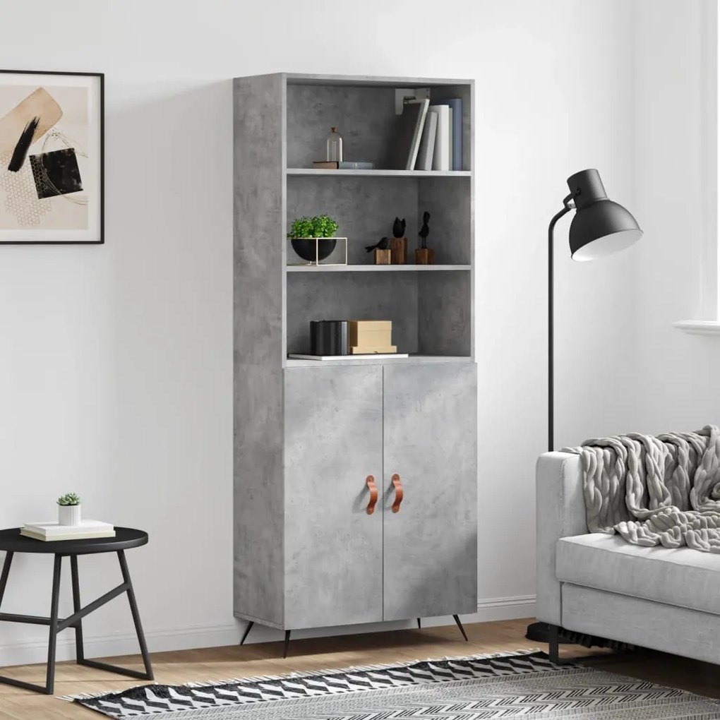 Skříň highboard betonově šedá 69,5x34x180 cm kompozitní dřevo
