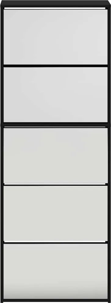 Botník se zrcadlem 5patrový černý 63 x 17 x 169,5 cm 3228280
