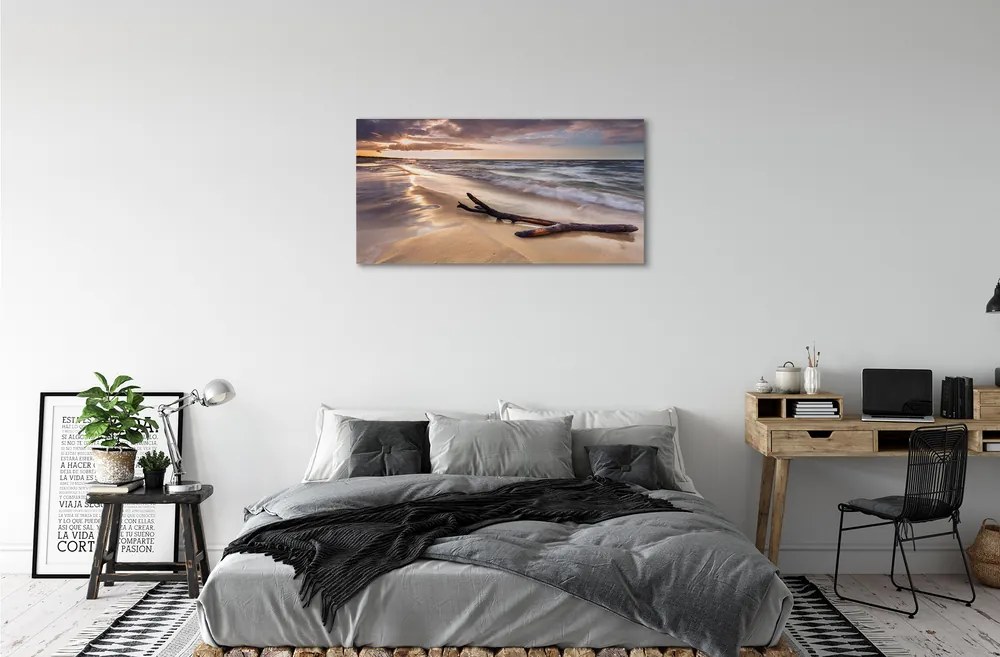 Obrazy na plátně Gdańsk Beach sea sunset 125x50 cm