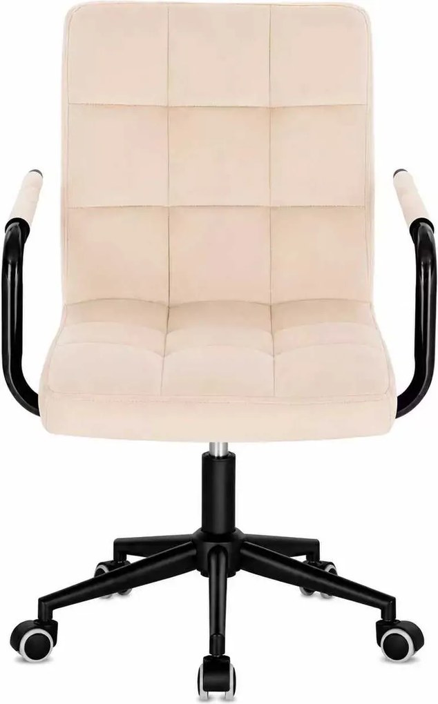 LuxuryForm DESIGN Otočná židle VERONA BLACK VELUR na černé podstavě s kolečky - krémová