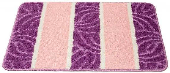 Sada koupelnových koberečků MURCIA růžová / fialová, listí
