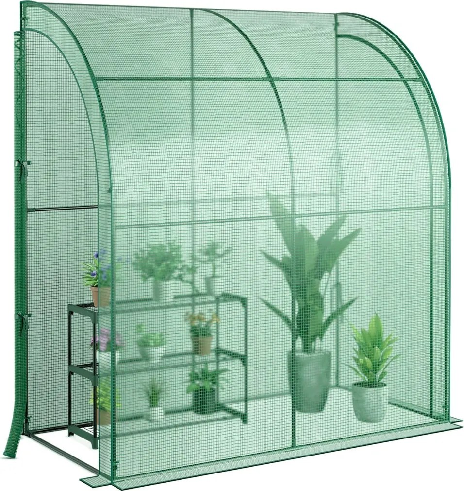 Costway Film Greenhouse Walk-in Mini skleník s policí na květiny, zelený