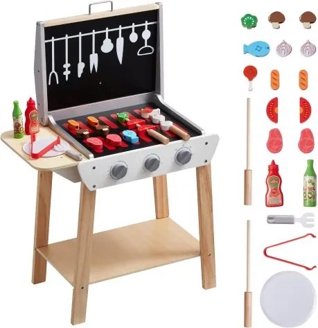 21 KS Dětský BBQ gril Hrací sada Dřevěný grilovací sada Předstírat zvuk