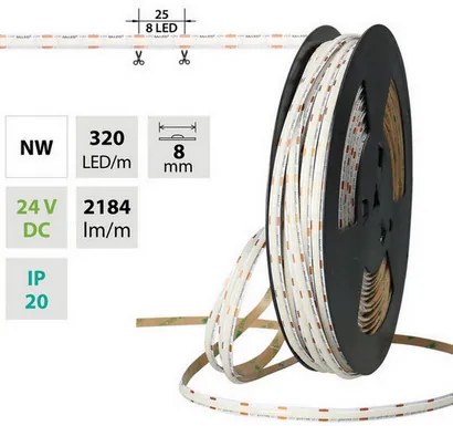 LED pásek McLED 24V COB neutrální bílá 320LED/m 16,8W/m CRI90 8mm ML-126.132.90.2