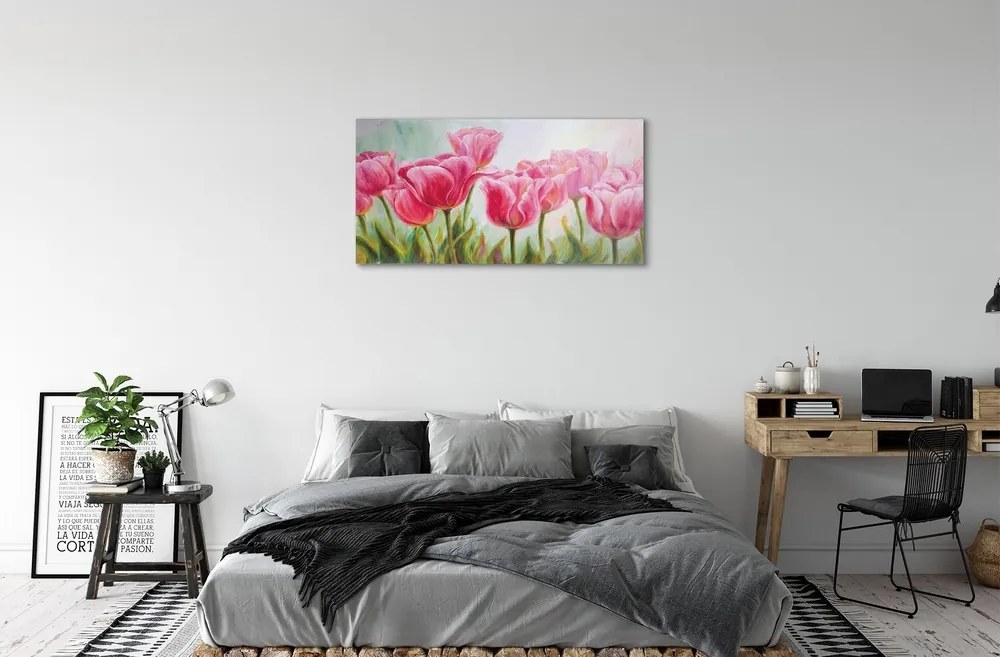 Obraz na skle tulipány obrázek 120x60 cm