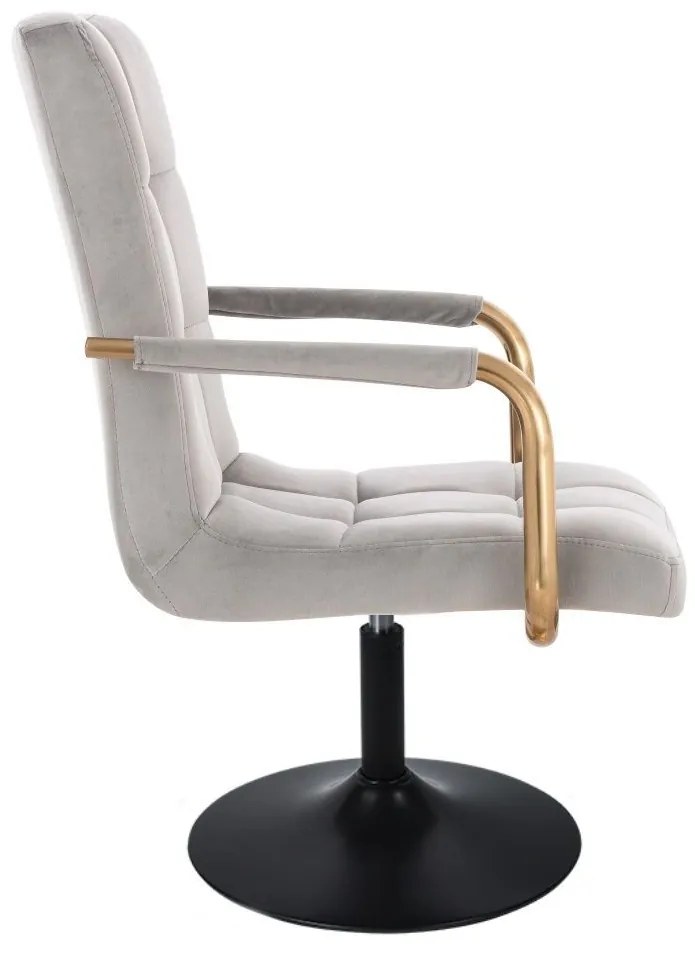 LuxuryForm DESIGN Otočná židle VERONA GOLD VELUR na černém talíři - světle šedá