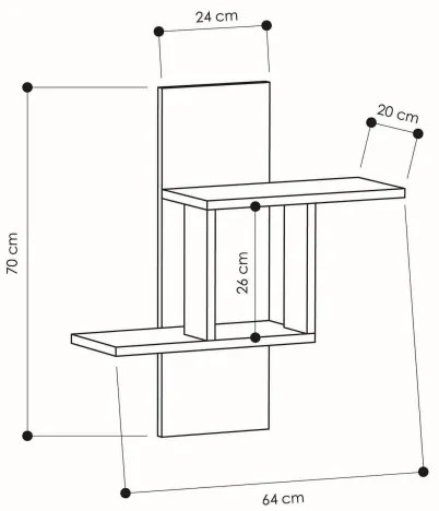 Nástěnná police MILL 70x64 cm bílá