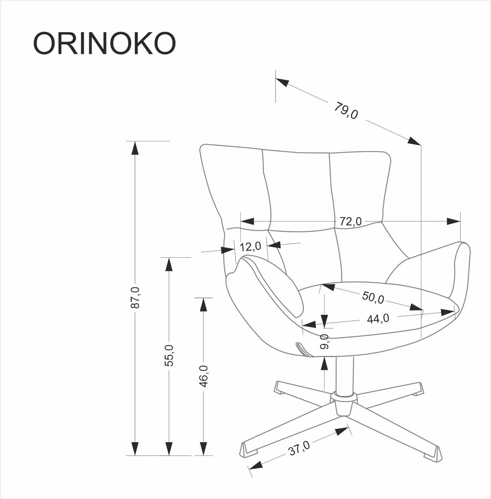 Otočné křeslo Orinoko popelavě šedé