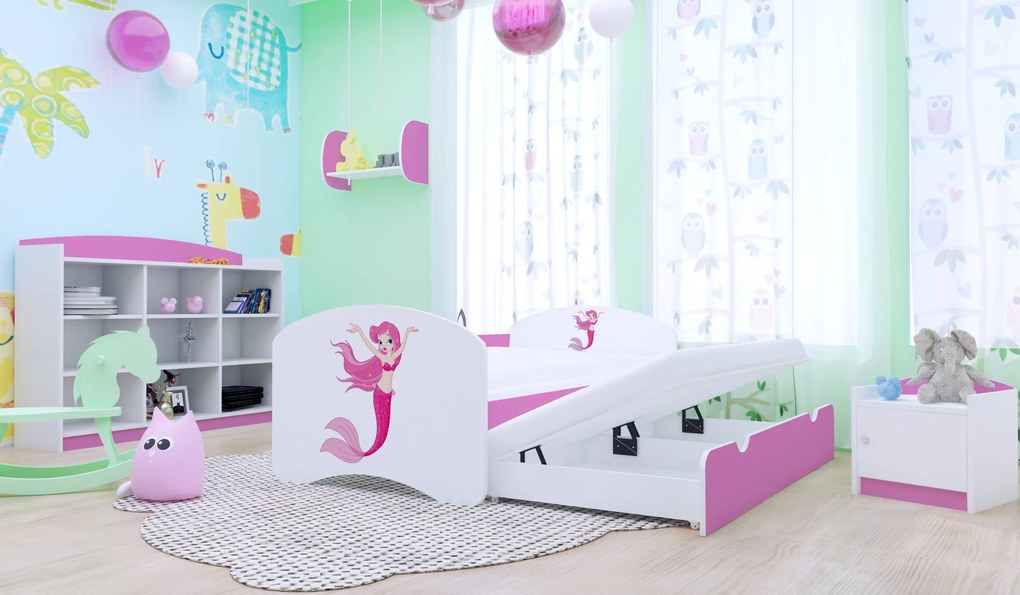 Svět pokojů Dětská postel Kevin pro dvě děti - mořská panna + matrace zdarma Barva: Zelená, Rozměr: 200x90 cm (+750 Kč), Zábrana: NE