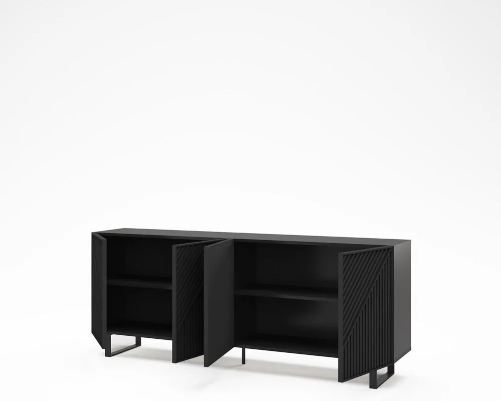 Černá komoda 201x80x40 cm Peta – Marckeric