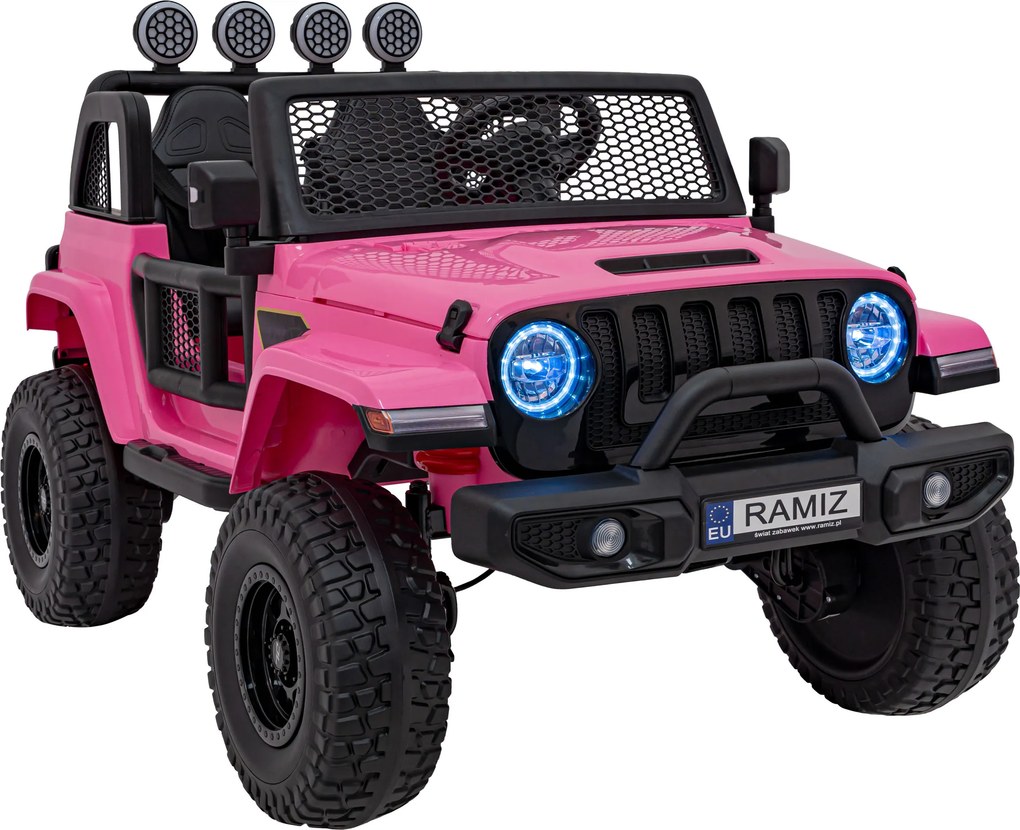Ramiz Terénní auto OFF-ROAD 3.0 pro děti růžové + dálkové ovládání + pomalý start + pásy + LED a zvuky