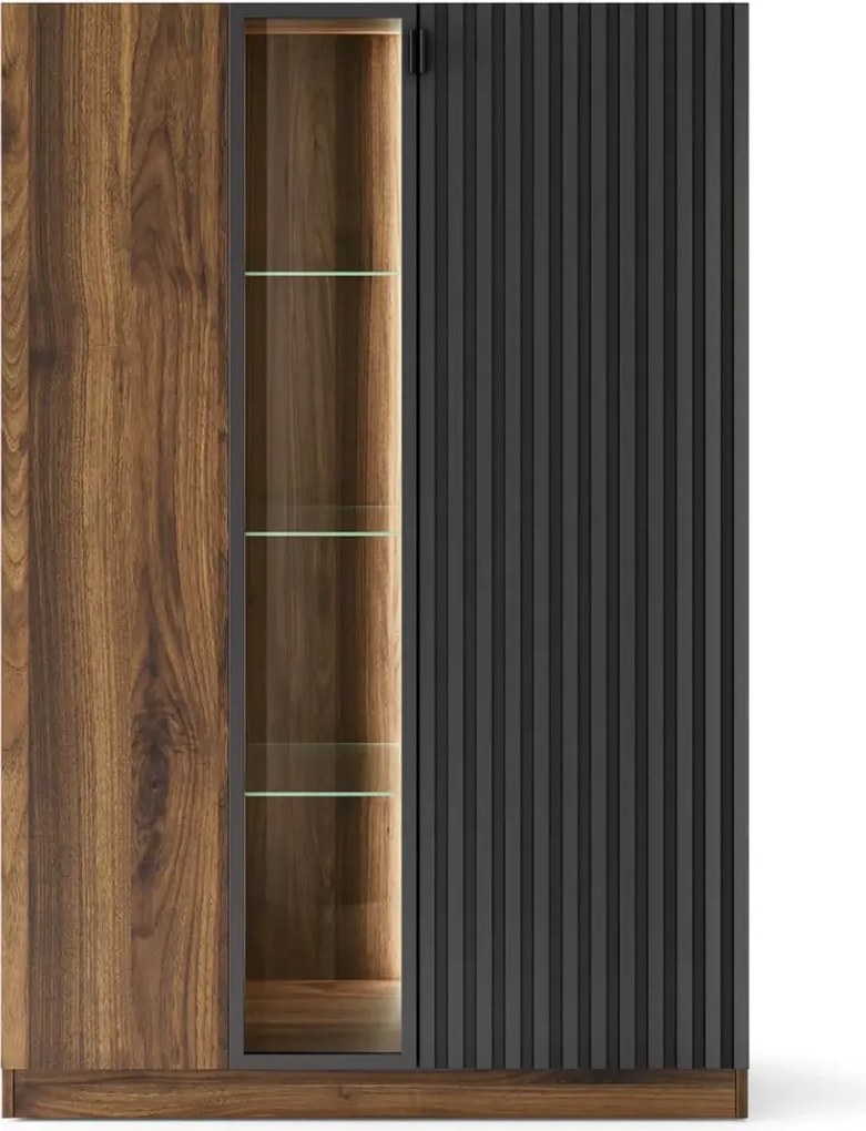 Vitrína s LED osvětlením Radium 15 91 cm ořech Columbia/černá