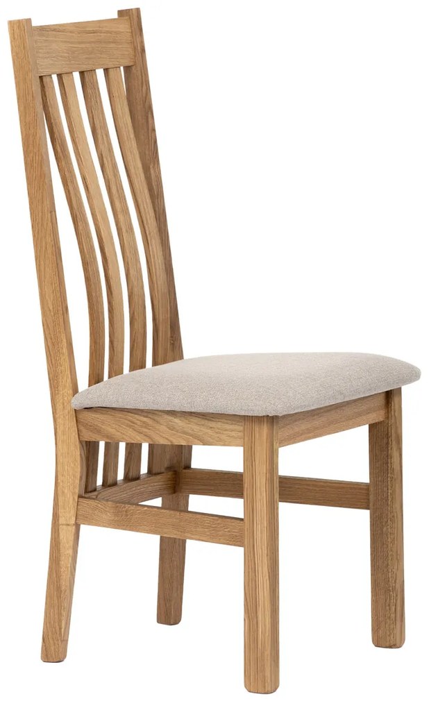 Dřevěná jídelní židle C-2100 CRM2 látka krémově béžová, masiv dub přírodní