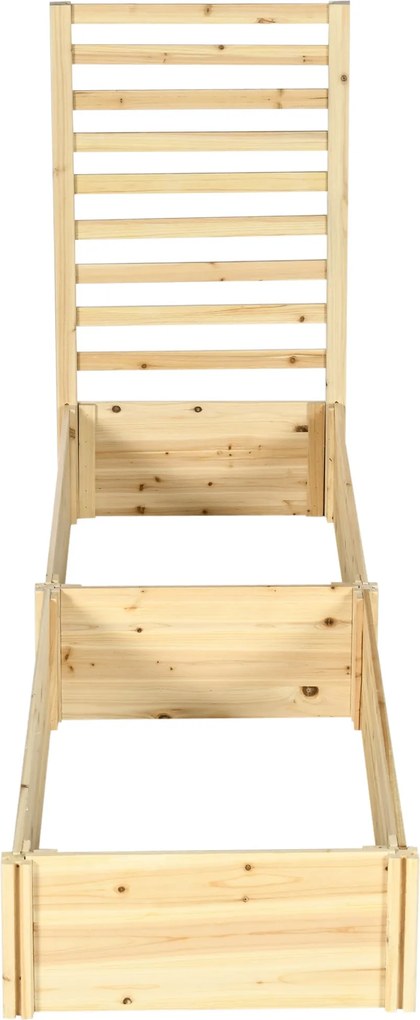 Outsunny Velký Dřevěný Zahradní Květináč s Trellis pro Popínavé Rostliny a 2 Vyvýšené Záhony pro Terasu a Balkon 230x60x110 cm Přírodní | Aosom