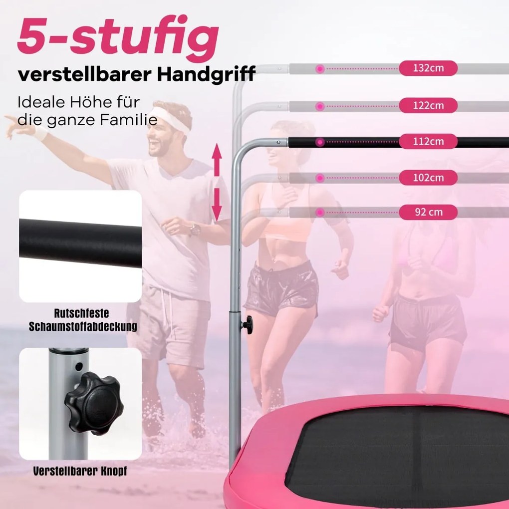 Costway 2 Lidová trampolína s výškově nastavitelným madlem mini trampolína 154 x