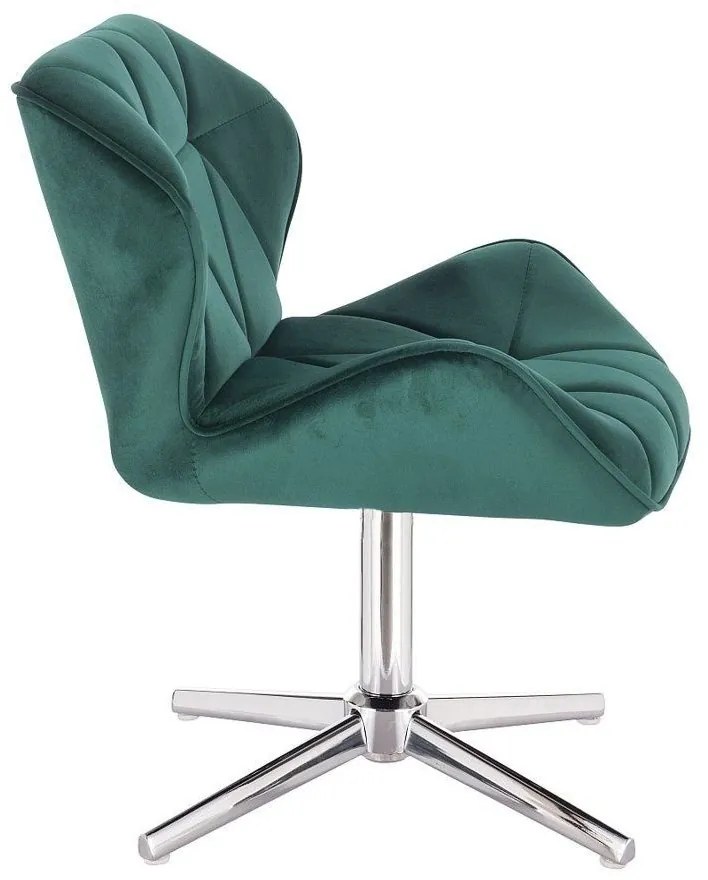 LuxuryForm DESIGN Otočná židle MILANO VELUR na stříbrném kříži - zelená