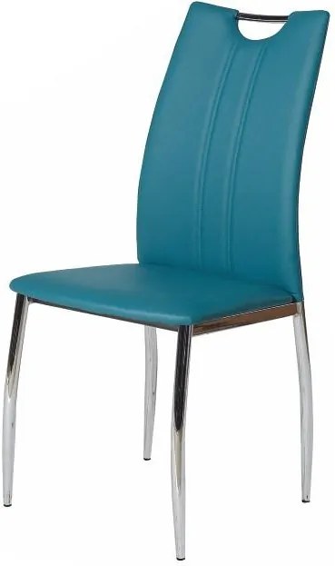 Jídelní židle, ekokůže petrolejová / chrom, OLIVA NEW 0000201251 Tempo Kondela