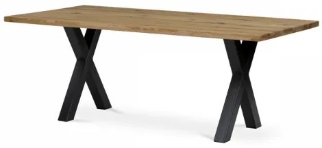 Jídelní stůl 200x100x75 masiv dub kovové podonoží X černý lak DS-X200 DUB