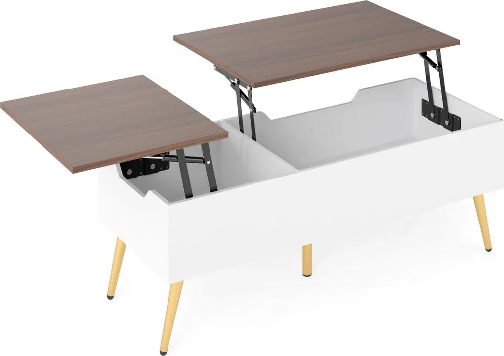 Costway Výškově nastavitelný konferenční stolek se zvedací deskou a 2 skrytými