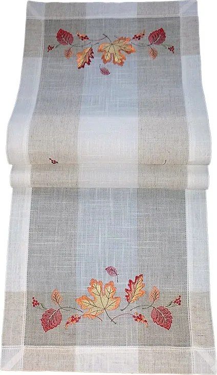Lněný ubrus Podzimní listí 40 × 140 cm