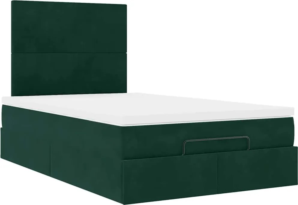 Osmanský rám postele s matracemi tmavě zelená 120x200cm samet 3313394