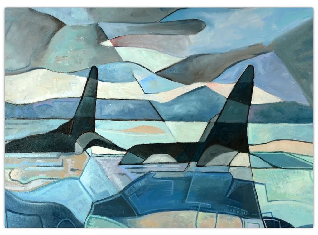 Skleněný obraz - Kosatky (70x50 cm)