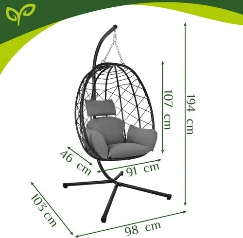 Zahradní houpačka s polštářem – závěsné křeslo do 150 kg