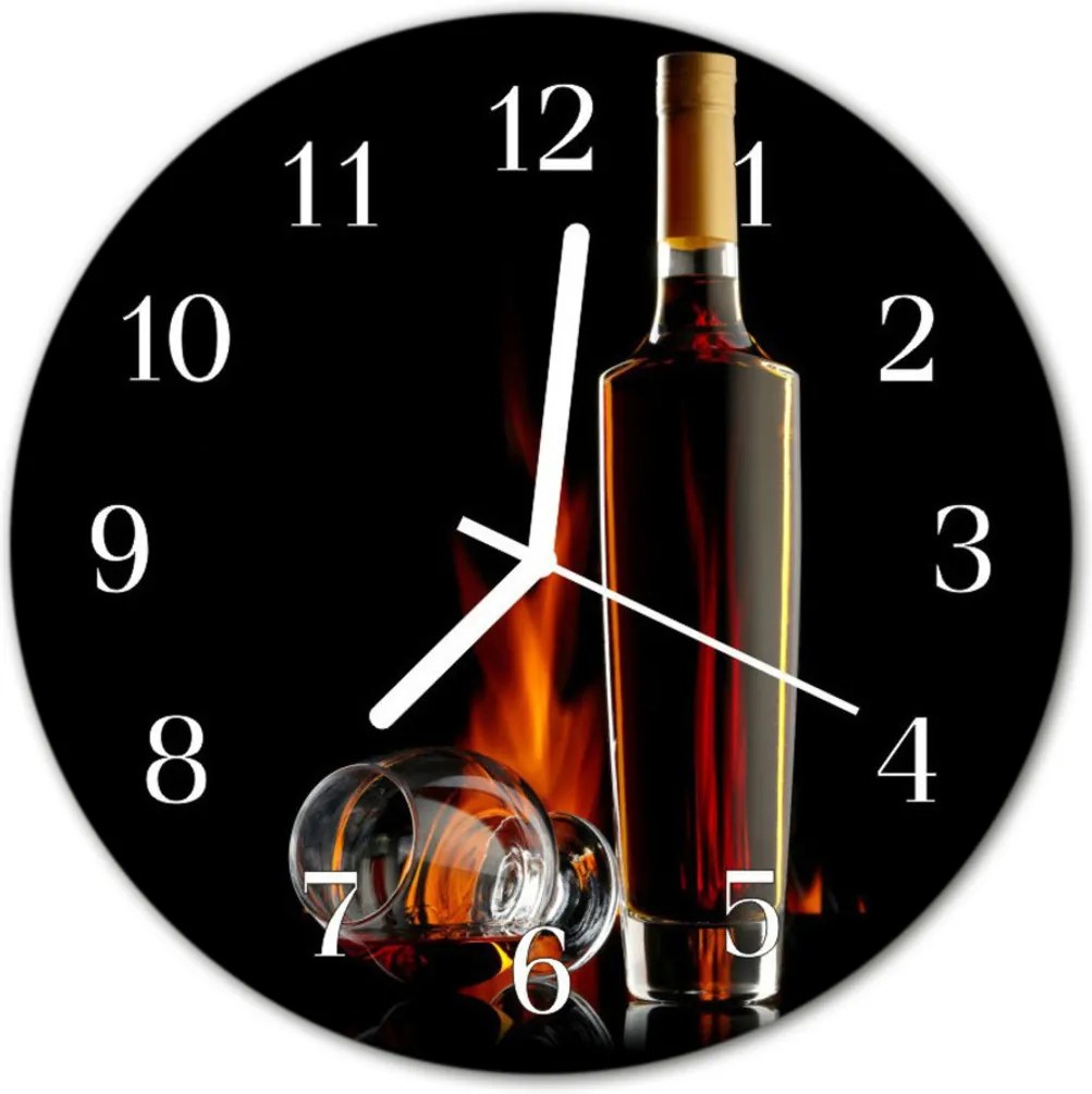 Nástenné skleněné hodiny alkohol