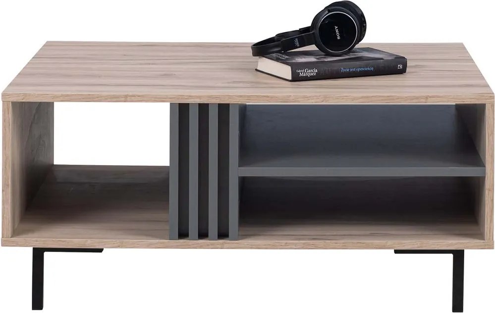Obývací stěna ALLMO | sestava C | 5 dílů | 335 cm + stolek 90x70 cm | dub estana/antracit