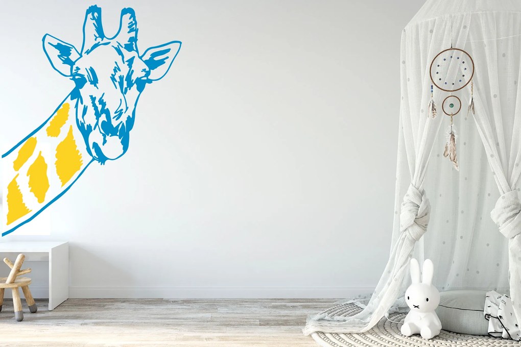 Lepy.cz Samolepka na zeď Safari - Žirafa Velikost (šířka x výška): 35x45cm, Kombinace barev sety: Tmavě Šedivá + světle modrá
