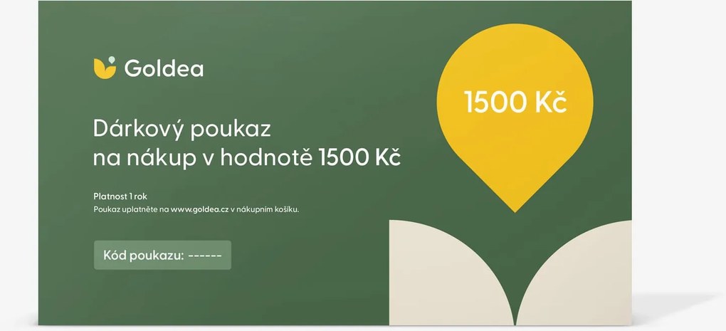 Goldea dárkový elektronický poukaz v hodnotě 1 500 kč 1500 Kč