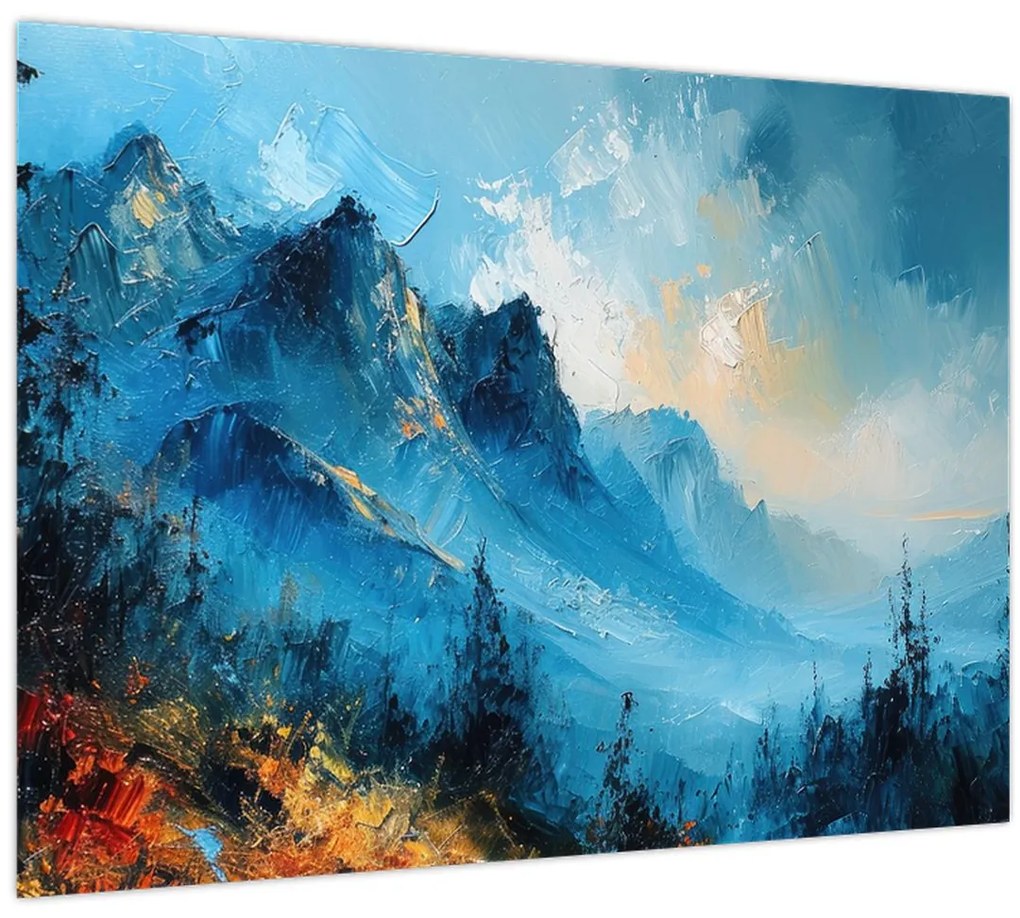 Skleněný obraz - Malba hor (70x50 cm)