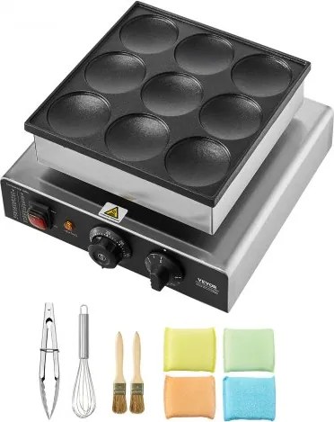 9PCS 76 mm Dutch Pancake Maker Komerční Dorayaki Baker 850 W nepřilnavý