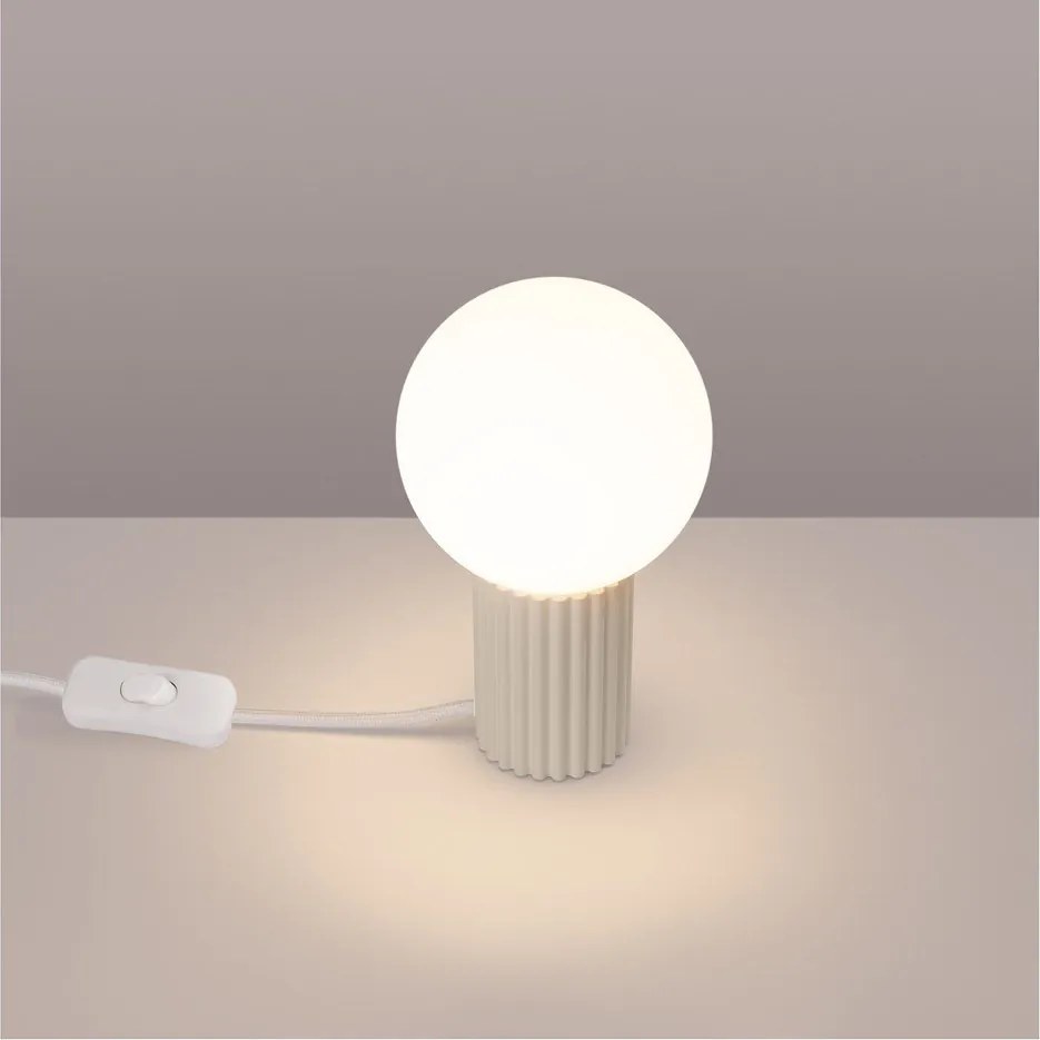 Krémová stolní lampa se skleněným stínidlem (výška 19 cm) Orbital – Sollux