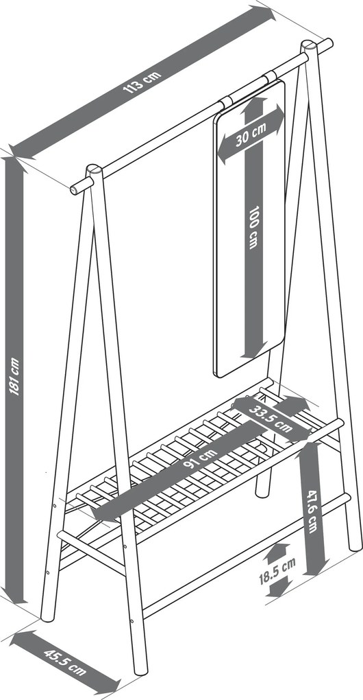 Tchibo - Otevřená šatní skříň se zrcadlem - barva: hnědá