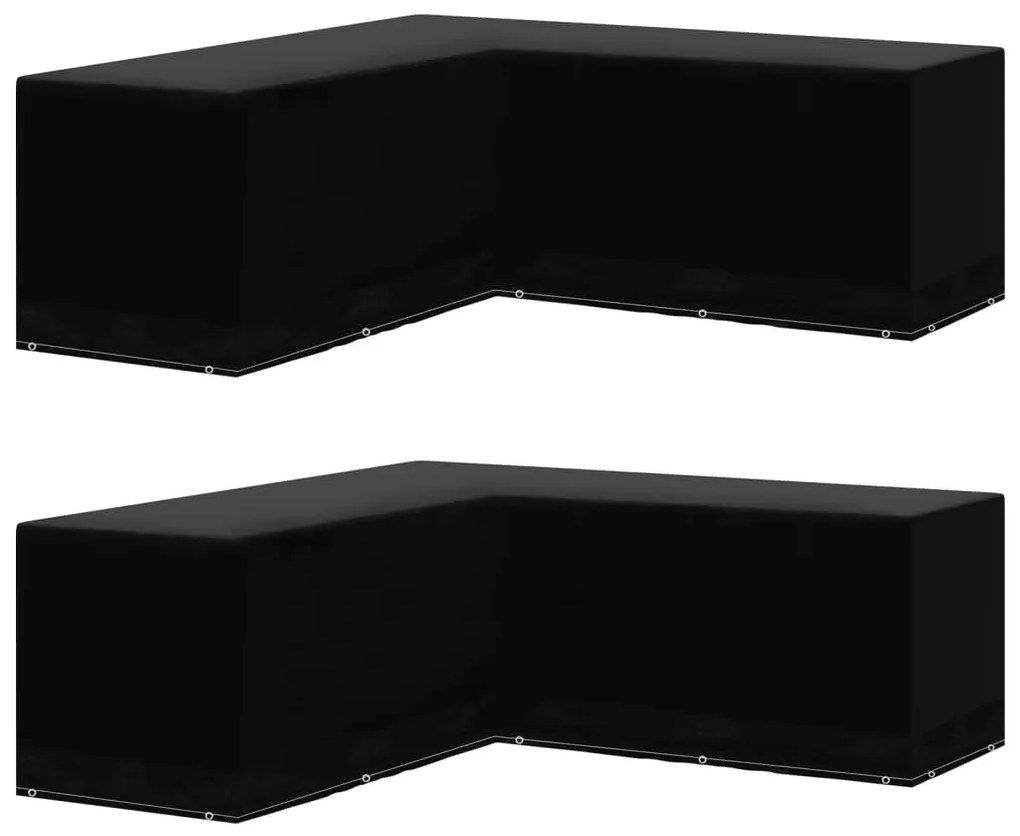 Plachty na zahradní nábytek 2 ks tvar L 12 oček 250x250x90 cm 3082835