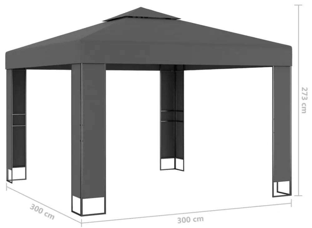 Zahradní altán s dvojitou střechou 3 x 3 m Dekorhome Krémová