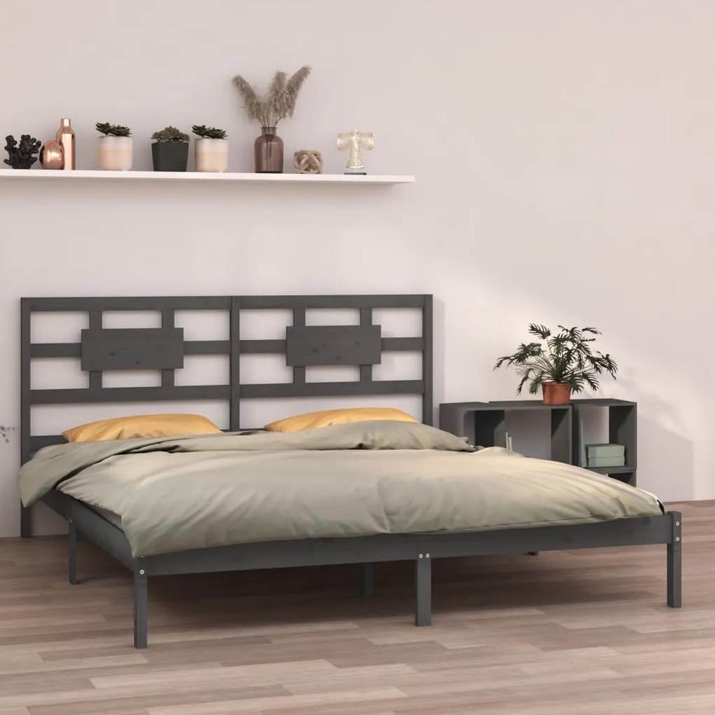 Rám postele šedý masivní dřevo 200 x 200 cm 3105687