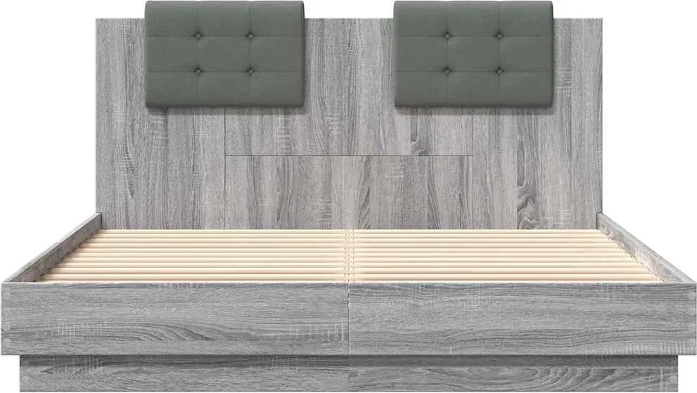 Rám postele s čelem šedý sonoma 140 x 200 cm kompozitní dřevo 3209924