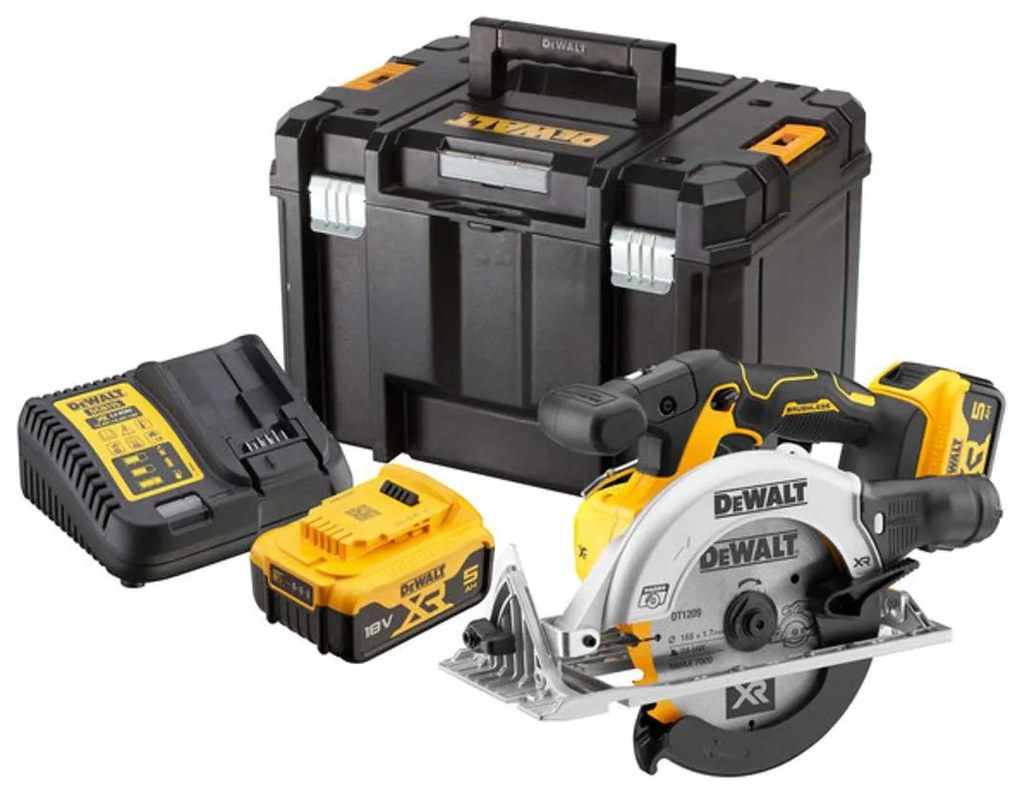 DeWALT - 18V AKU kotoučová pila 165 mm, 2x aku 5,0 Ah XR, nabíječka DCS565P2